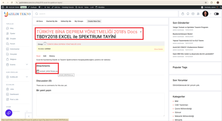 TBDY 2018 EXCEL ile Spektrum Oluşturma | STATİK PROGRAMLAR